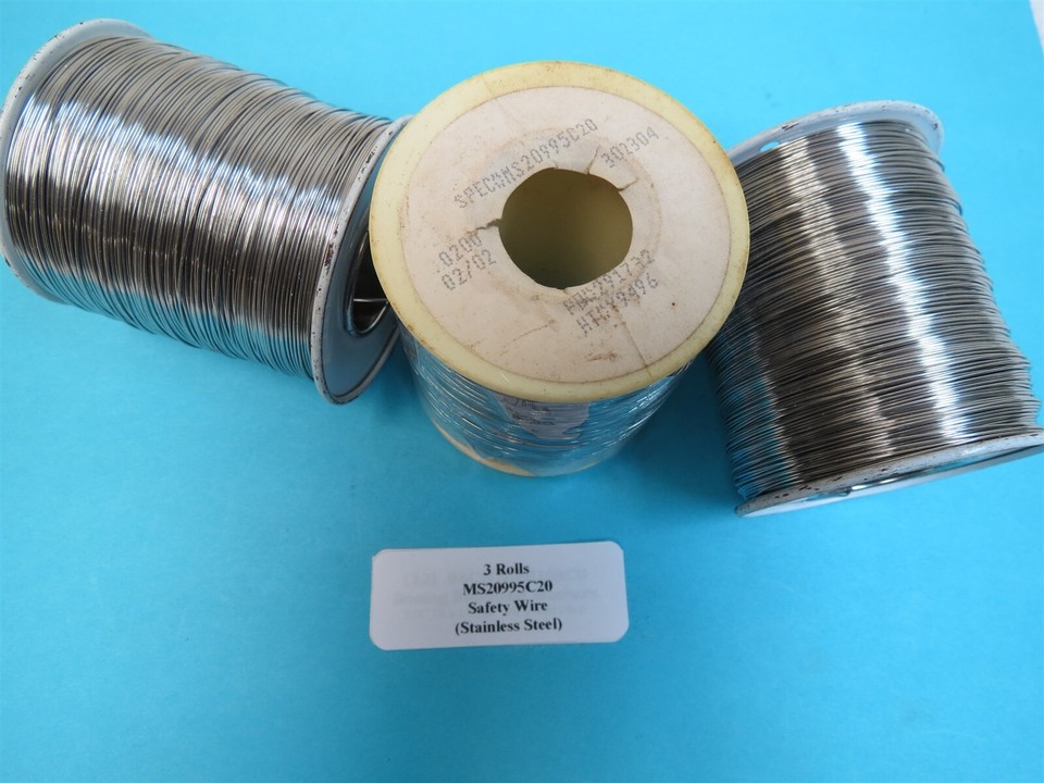 3 One Pound Spools Aircraft 302/304 Stainless Steel Safety Wire ...