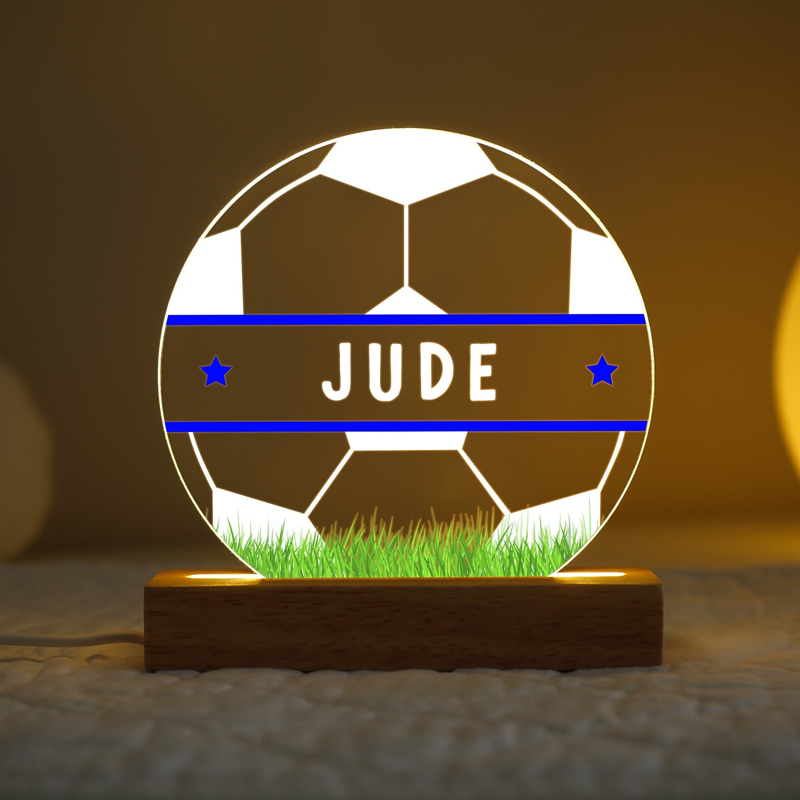 Personalised LED Football Lamp, Football Night Light, Birthday Gifts ...