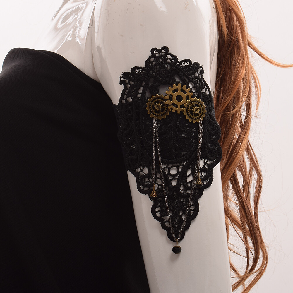 Armlet Cuff Armband Bangle Steampunk Women Gear Black Lace Upper Arm ...