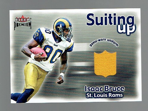 2001 Fleer Premium Suiting Up Game Jersey Gold Isaac Bruce HOF St Louis ...