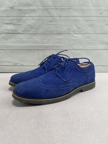 Alpine Swiss Beau Genuine Leather Blue Suede Wingtip Brogue Oxford S817 ...
