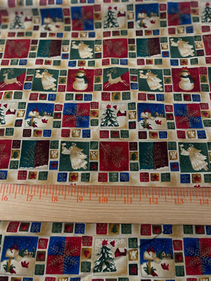 "Seasons Greetings" Christmas small patch print by Fabri Quilt 35" x 42 ...