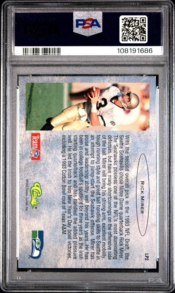 1993 Classic NFL Draft Notre Dame Rick Mirer LP2 1 Of 45,000 Rare PSA 7 ...