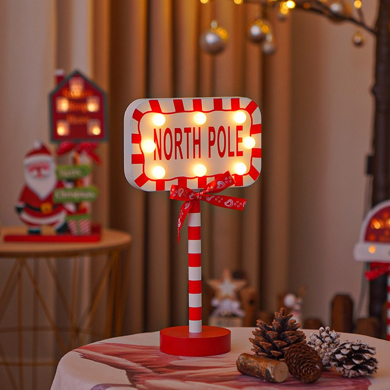 Christmas Street Sign Decorative Light Wood Day Energy Saving LED Light ...