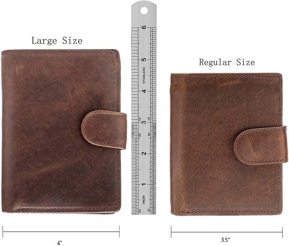 Real Leather Slim Wallets For Men Trifold Mens Wallet W/ ID Window RFID ...