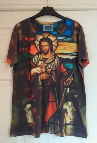 Yizzam USA XL Easter Jesus Lamb of God Stained Glass Design Meme Tee T ...