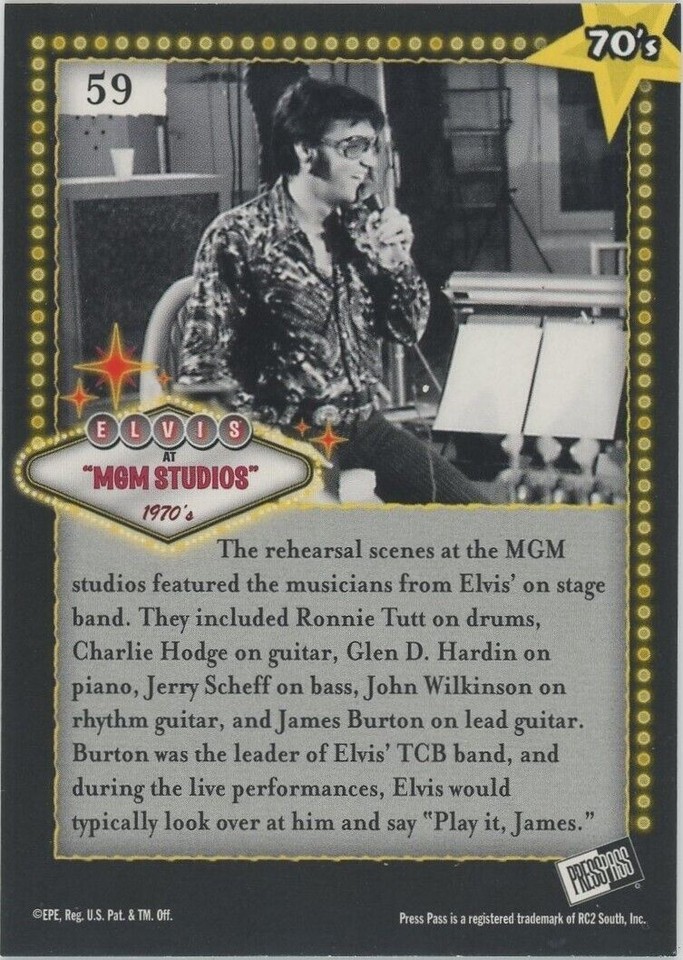 2006 Press Pass Elvis Lives Elvis Presley 70's Insert Elvis At MGM ...