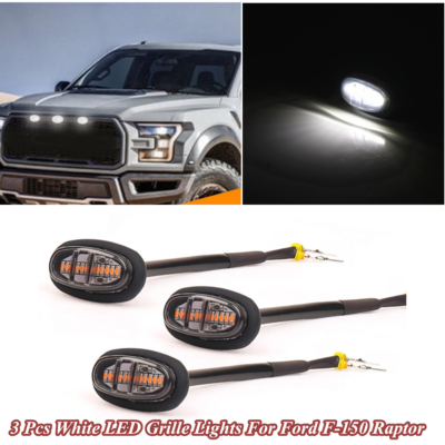 3 Pcs White LED Grille Light Side Marker Lamp Decor Light For Ford F ...