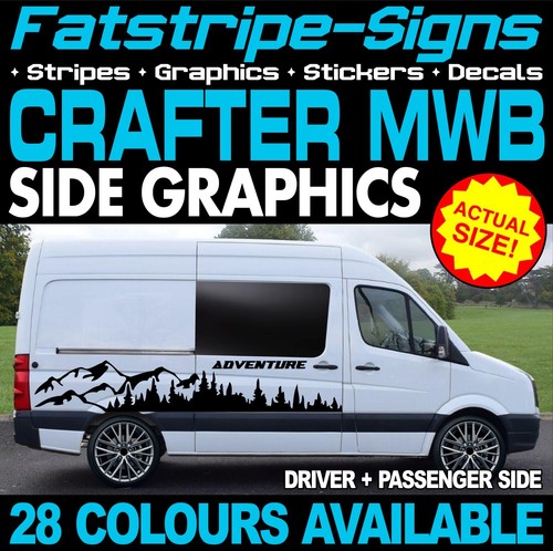 to fit VW CRAFTER MWB GRAPHICS STICKERS DECALS STRIPES CAMPER VAN ...
