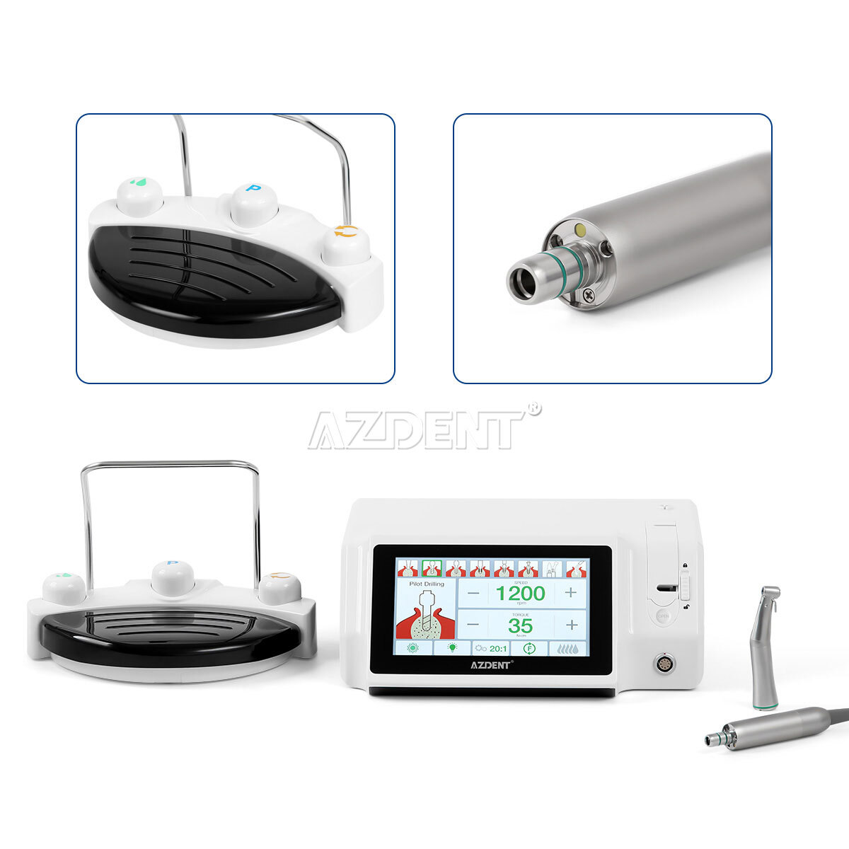 Dental Handpiece Motors & Turbines AZDENT Dental LED Brushless Implant ...