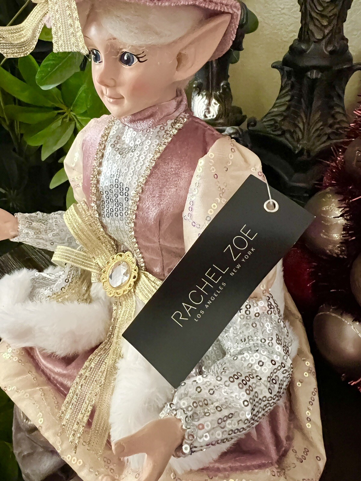 BRAND NWT RACHEL ZOE CHRISTMAS SHABBY CHIC STYLE IN PINK POSABLE ELF ...