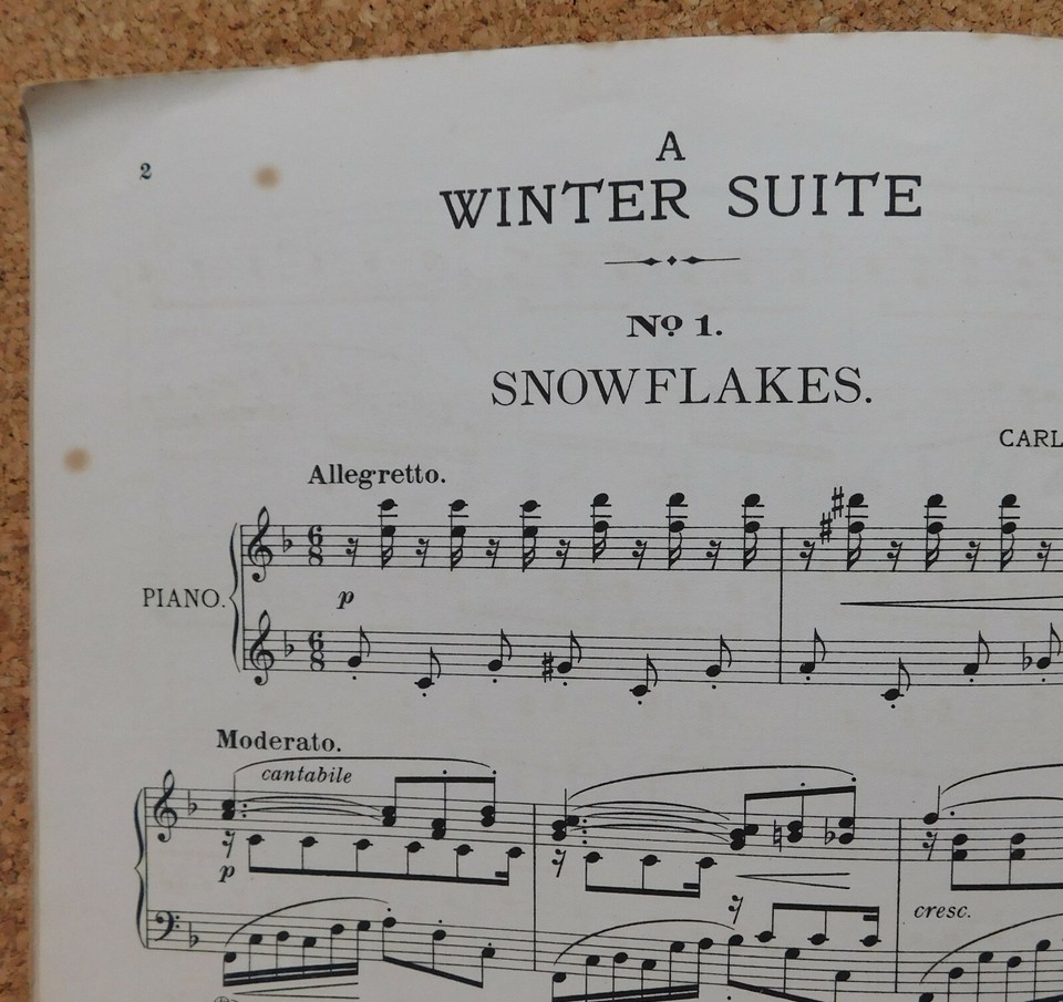 A Winter Suite by Carl Bohm 5 pieces for piano Opus 374 vintage sheet ...