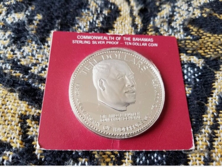 1974 Bahamas Ten Dollars $10 Silver Gem Proof Coin Milo Butler 50.4g ...