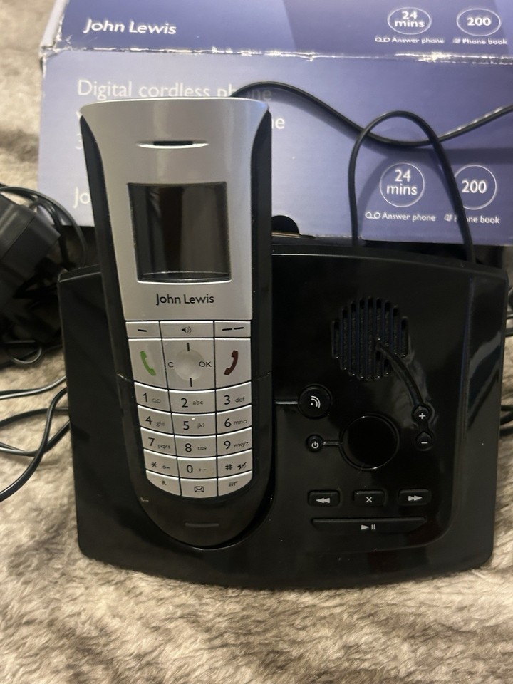 John Lewis Digital Cordless Phone Handset Black Rechargeable w ...