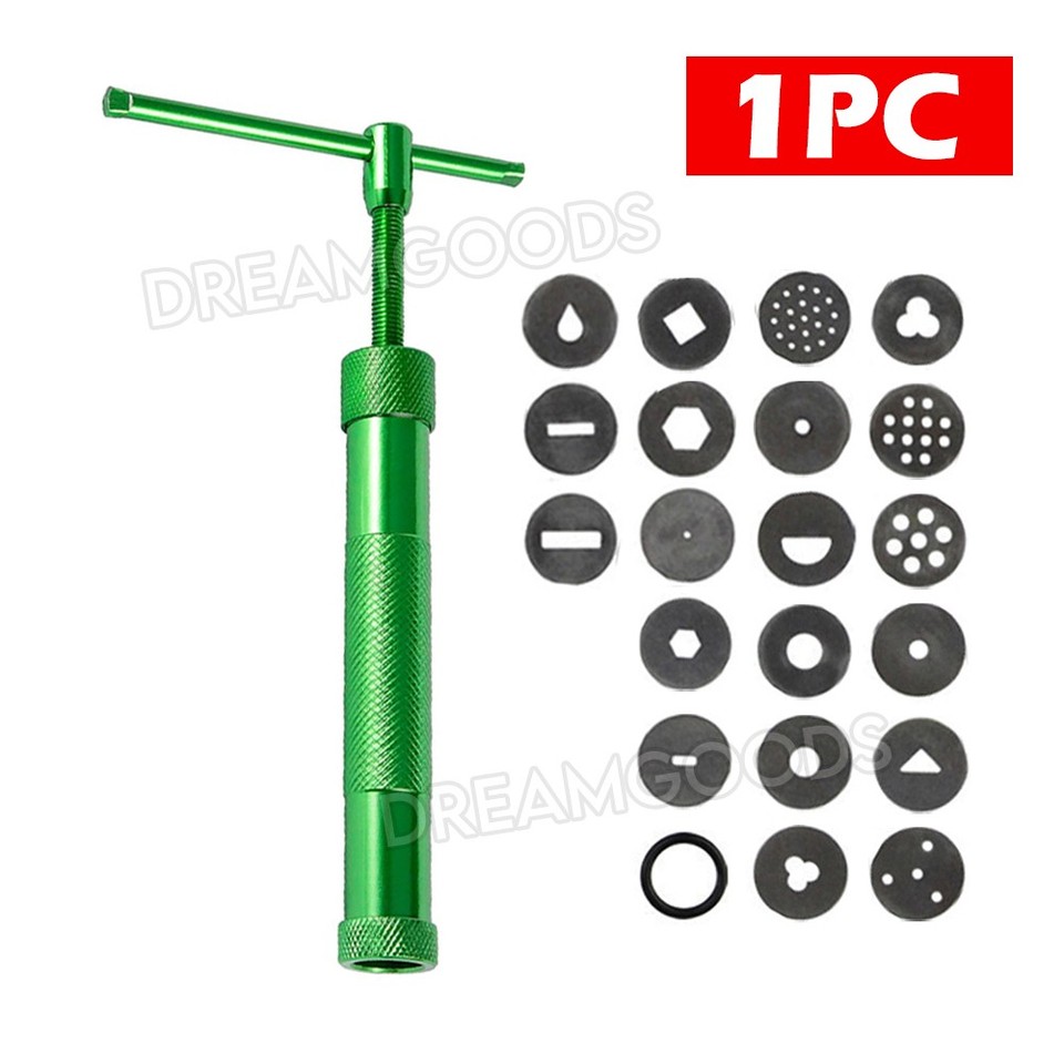 Polymer Clay Gun Extruder Sculpting Tool w/ 20 Discs Cake Tool Craft ...