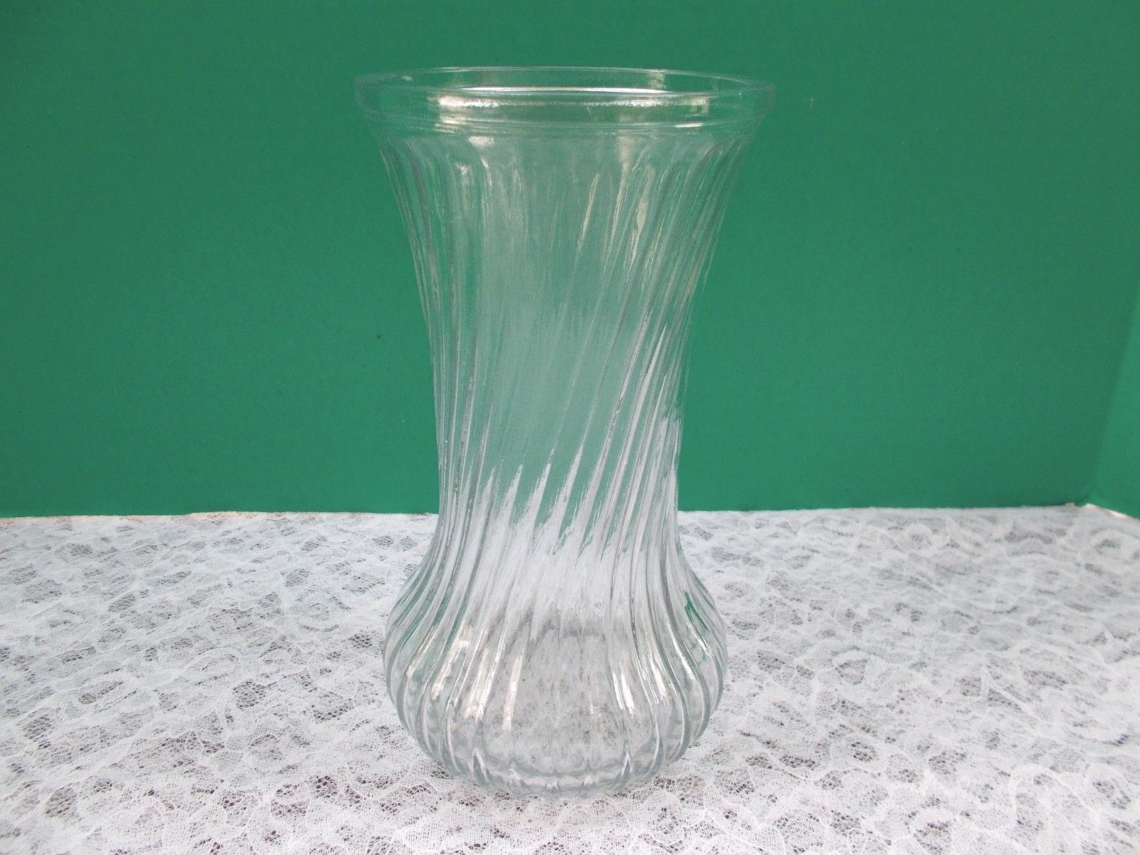 Vintage Hoosier Glass, Clear Glass Vase #4082 4090 Spiral Ribbed 8-1/2 ...