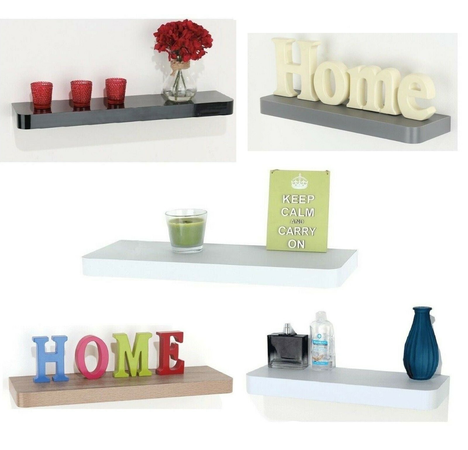NARROW FLOATING WALL SHELVE SHELF SHELVING KIT RACK DECORATING DISPLAY ...