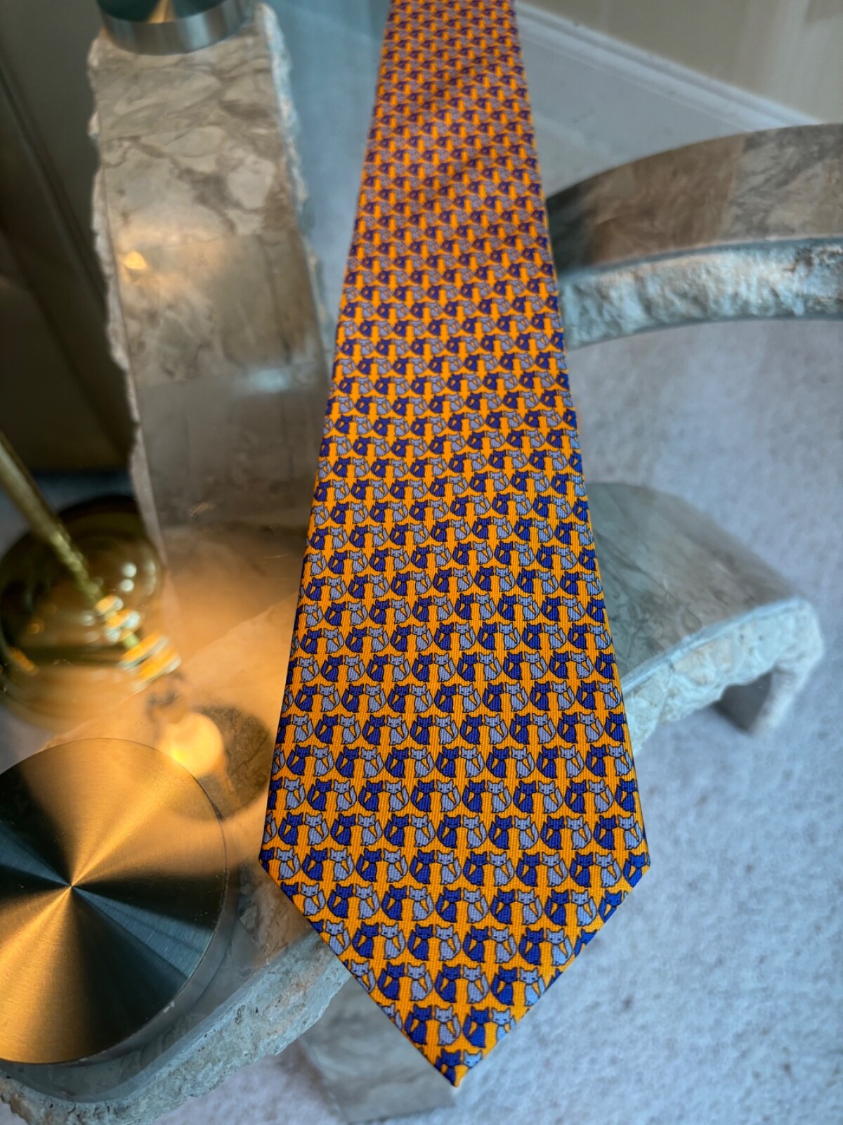 🔥🔥RARE THOMAS PINK ITALIAN MADE YELLOW PATTERN TIE … - Gem