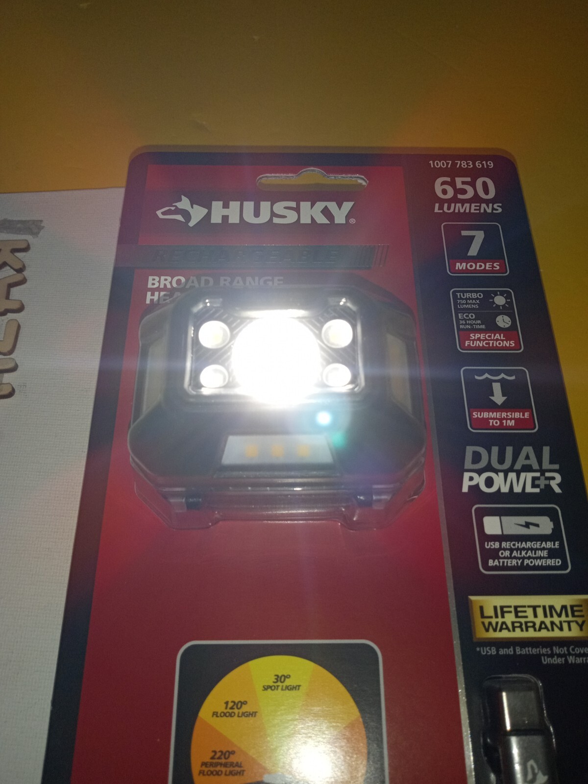 HUSKY RECHARGEABLE DUAL POWER 650 LUMENS LED HEADLAMP #1007 783 619 | eBay