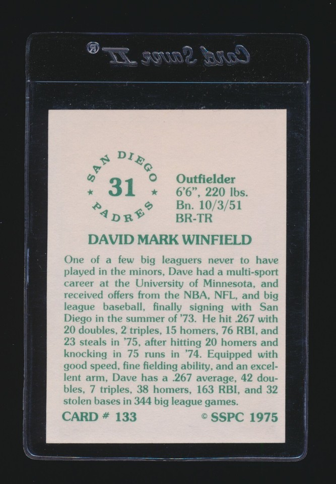 1975 SSPC Dave Winfield #31 HOF San Diego Padres 2nd Year MINT DEAD ...