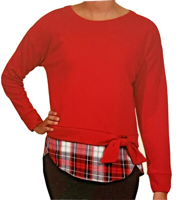 New IZOD Women’s Long Sleeve Tie Front 2-Fer Sweatshirt Extra Large XL ...