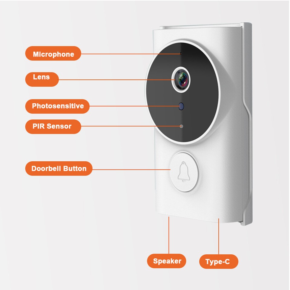 3.5'' IPS Screen 2.4 GHz Smart Wireless Video Doorbell Camera Door Bell ...