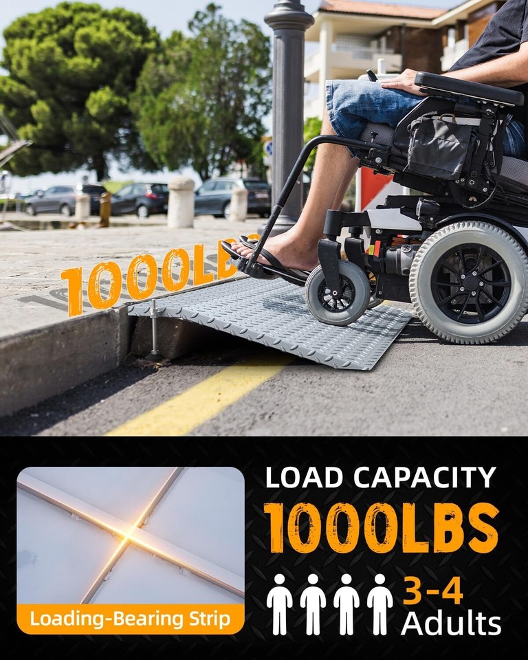 Door Threshold Ramp Handicap 3" to 6" Rise Doorway Wheelchairs Carts ...