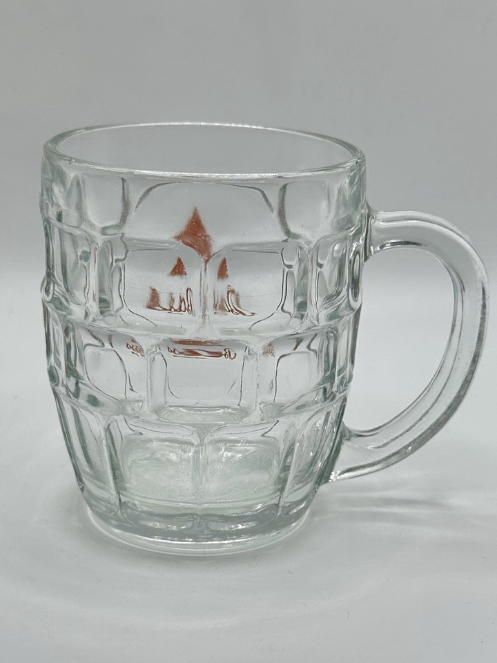 VINTAGE BASS ALE BEER MUG 8 OZ. BEVELED WINDOWPANE GLASS DESIGN CROWN ...