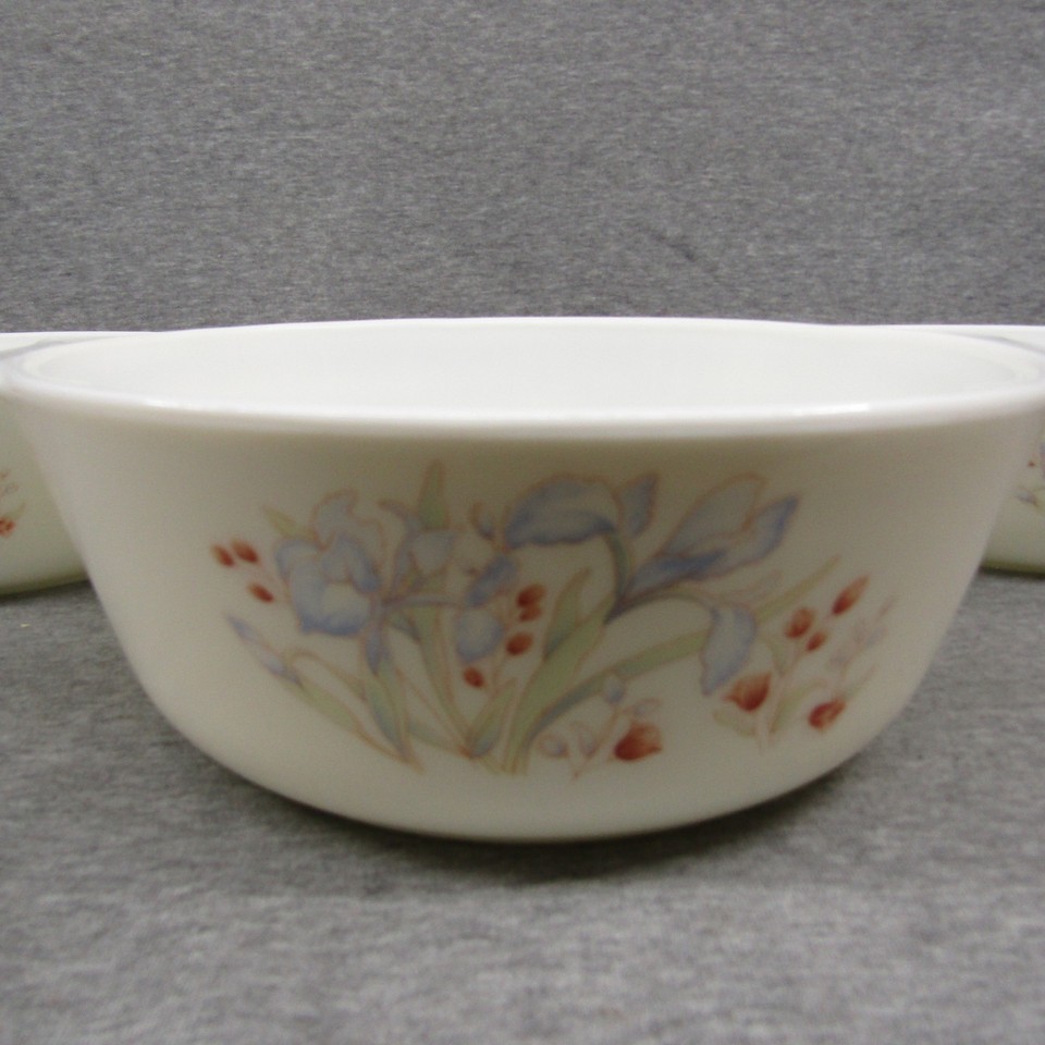 Set Of 3 Pyrex Blue Iris JAJ Vintage Flower Design Casserole Pots | eBay UK