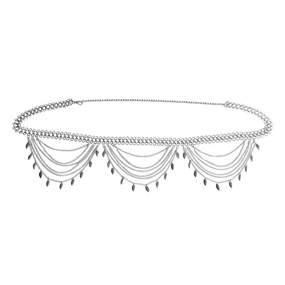 3pcs Multi-layer Leaf Charm Body Chain Belly Chain Adjustable Body ...