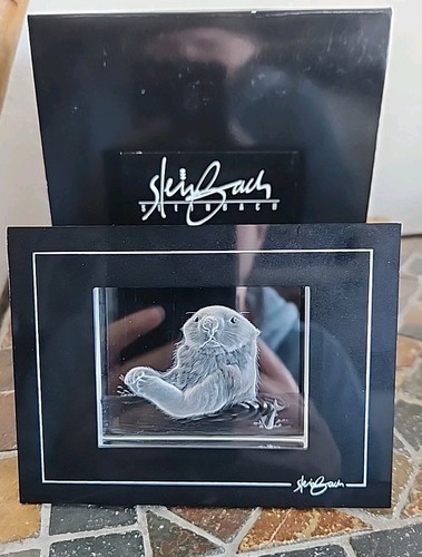 Steinbach Otter Optical Crystal Glass Paperweight With Stand And Box ...
