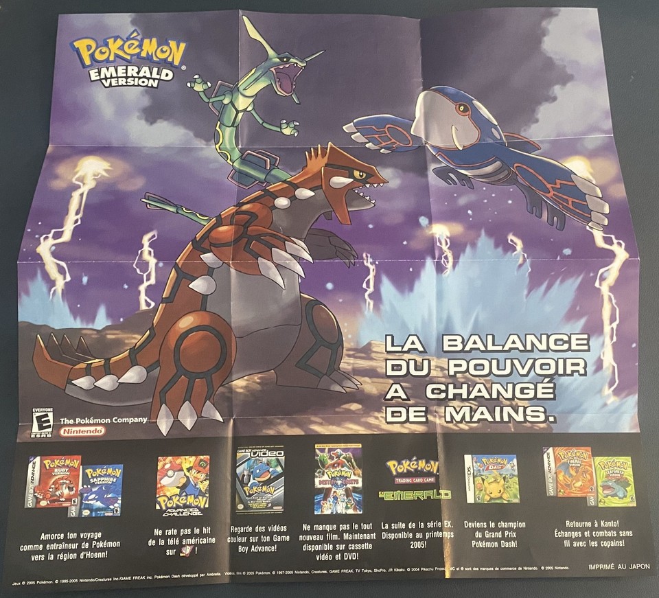 POSTER ONLY: Pokemon Emerald Rare Insert Poster Nintendo Game Boy ...