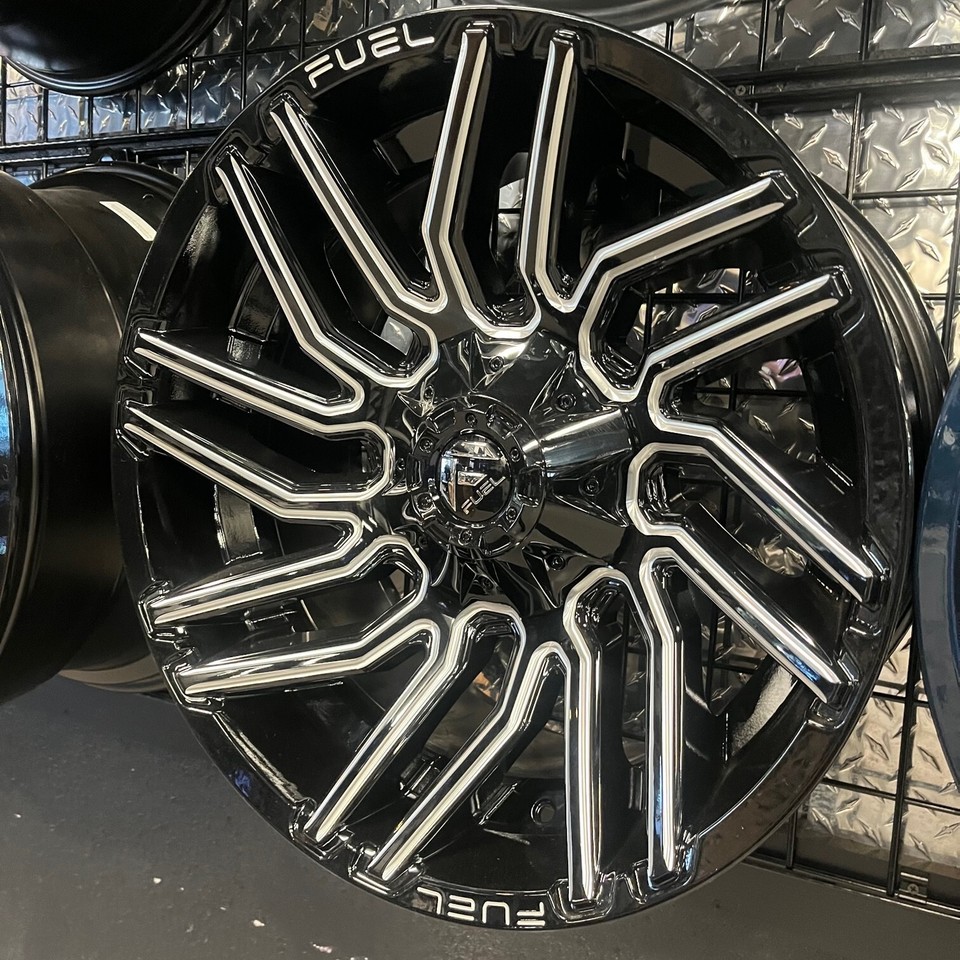 4 Fuel D773 Typhoon 20x10 8x180 Gloss Black Milled Wheel Rim Chevy GMC ...