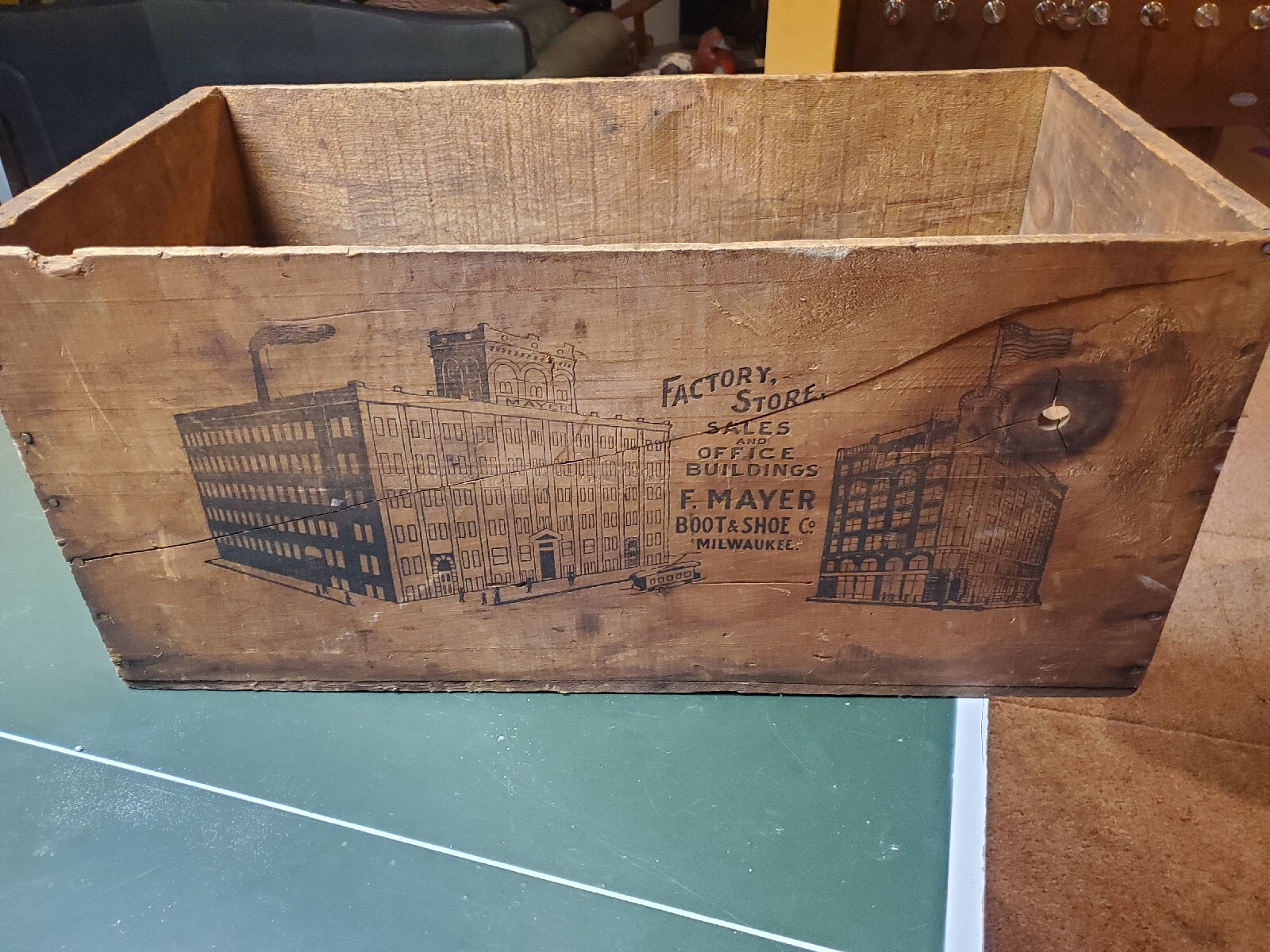 Vintage Original F. Mayer Boot And Shoe Co. Wood Advertising Box ...
