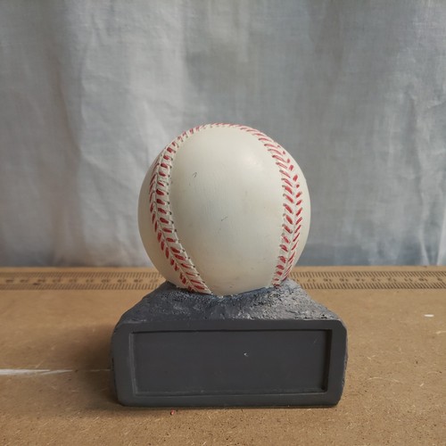 BASEBALL Ball Trophy Resin Full Color Gray Resin Rock Base ...