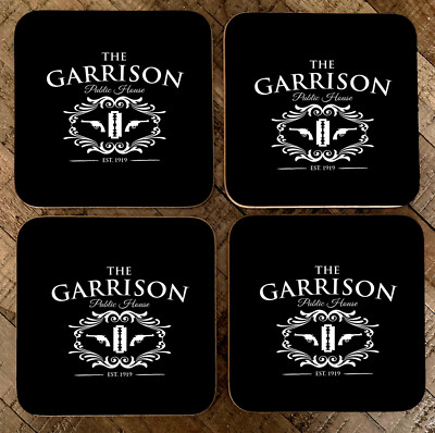 The Garrison Bar Coaster Set of 4 - Home bar Wood Pub coaster mats ...
