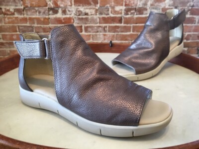 The Flexx Pewter Silver Leather Front Row Peep-toe Comfort Ankle ...