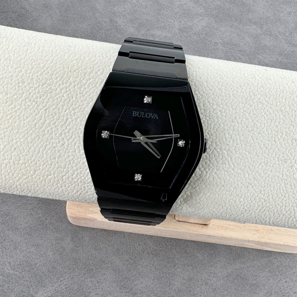 Bulova Men's Gemini Stainless Steel Black Dial 40mm Watch 98D177 | eBay
