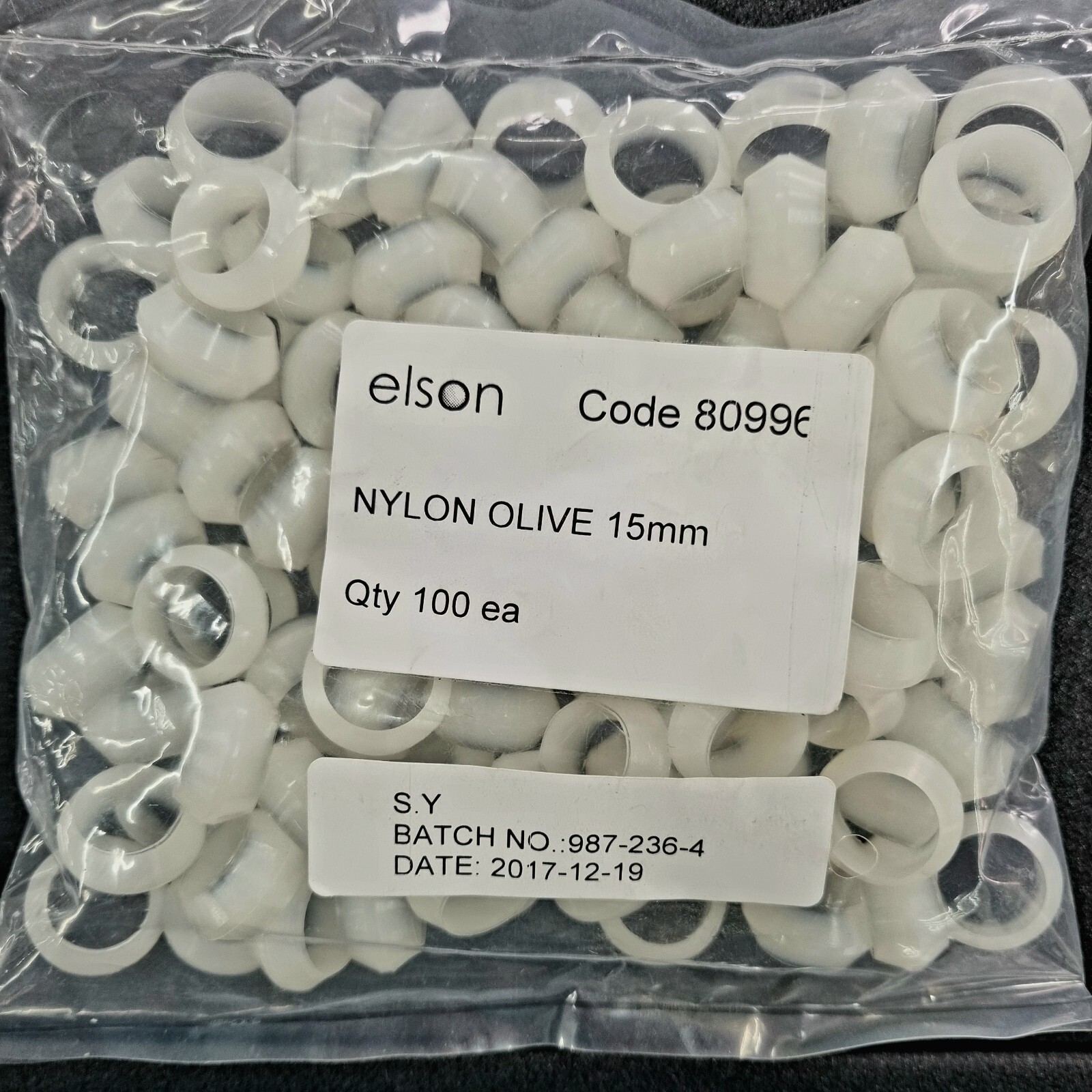 ELSON NYLON OLIVE COMPRESSION FITTING 15ML "ONLY 2 PACKS LEFT" | eBay ...