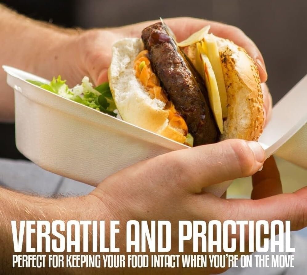 Pack of 100 HP6 Food Take Away BURGER BOX Infinity Bagasse Disposable ...