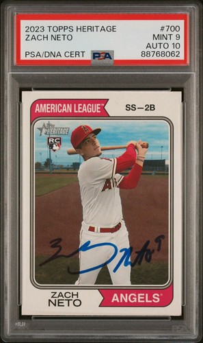 2023 Topps Heritage Signed Zach Neto RC Angels Card #700 Autographed ...