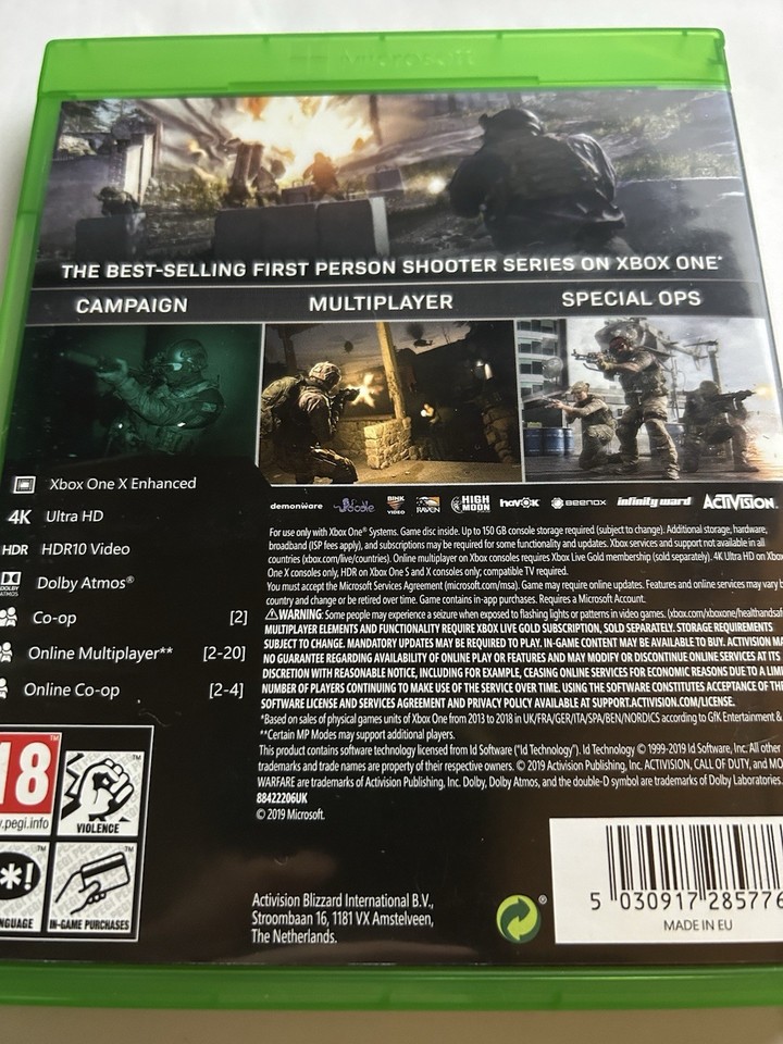 Call of Duty Modern Warfare Microsoft Xbox One Game 2019 UNTESTED (READ ...