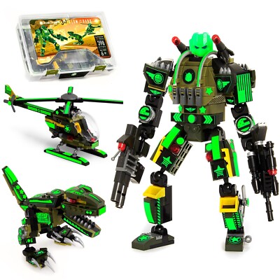 Robot Mech Building Blocks STEM Toy Glow in the Dark 3in1 Gift For Boys ...