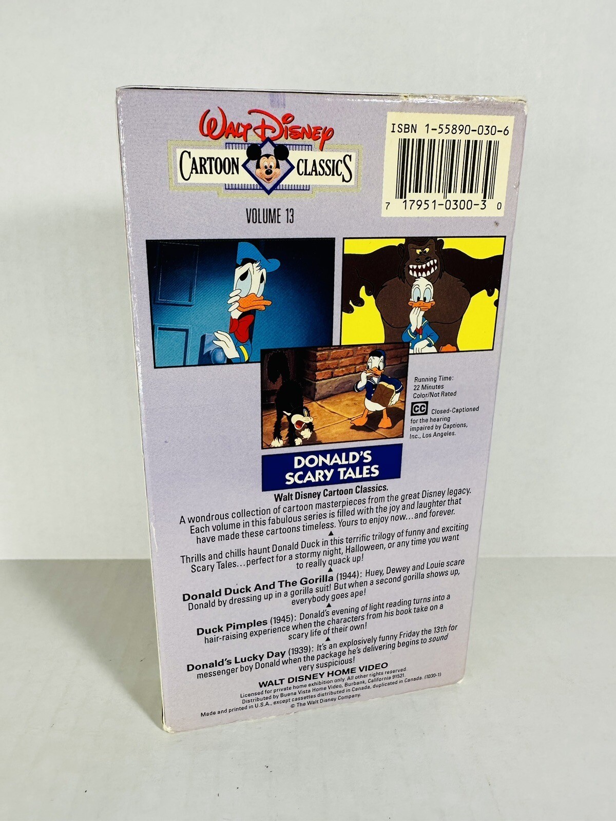 Walt Disneys Cartoon Classics 13 Donalds Scary Tales Vhs Video Tape