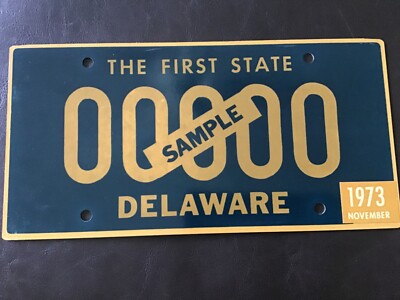 1973 Delaware SAMPLE License Plate Tag | eBay