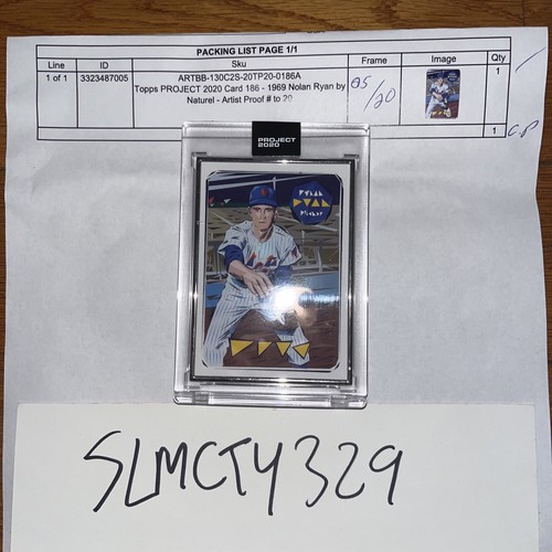 New Topps Project 2020 Nolan Ryan By Naturel Artist Proof AP 5/20 In ...