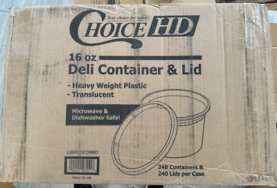 Choice HD 16oz Deli Container & Lid Combo Pack 240 Pack | eBay