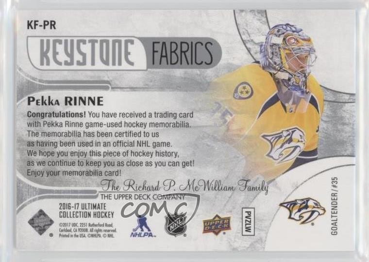 2016-17 Ultimate Collection Keystone Fabrics /99 Pekka Rinne #KF-PR | eBay