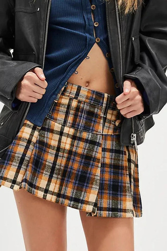 NWT FP Serena Micro Skort Sz 0 Plaid Flannel Fall Academia Preppy Avril ...
