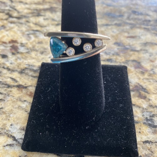 14k Designer Harry Roa Diamonds Blue Stone Modern Ring One Of A Kind | eBay